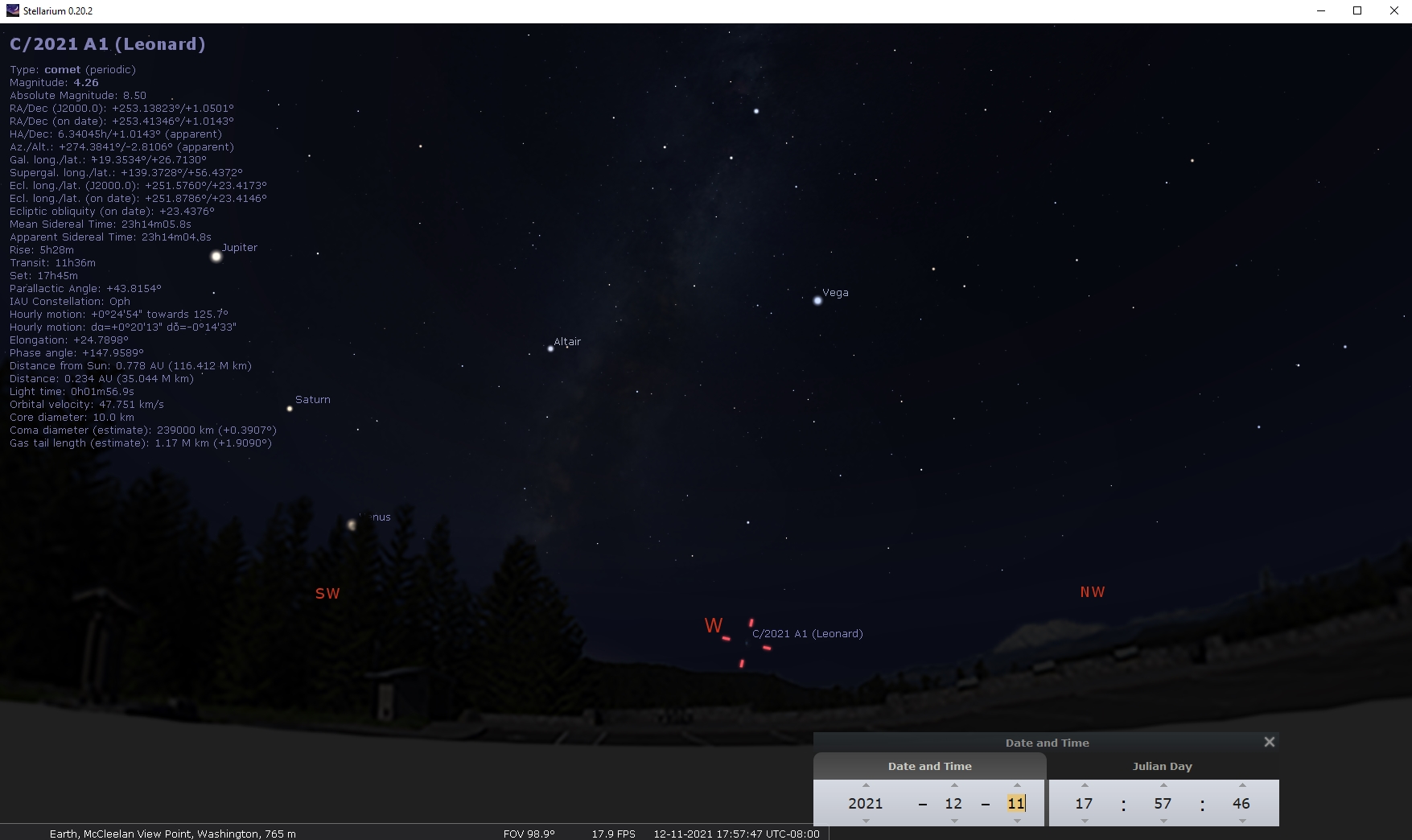 Comet C/2021 A1 (Leonard) viewing at McClellans View Point; Dates ...